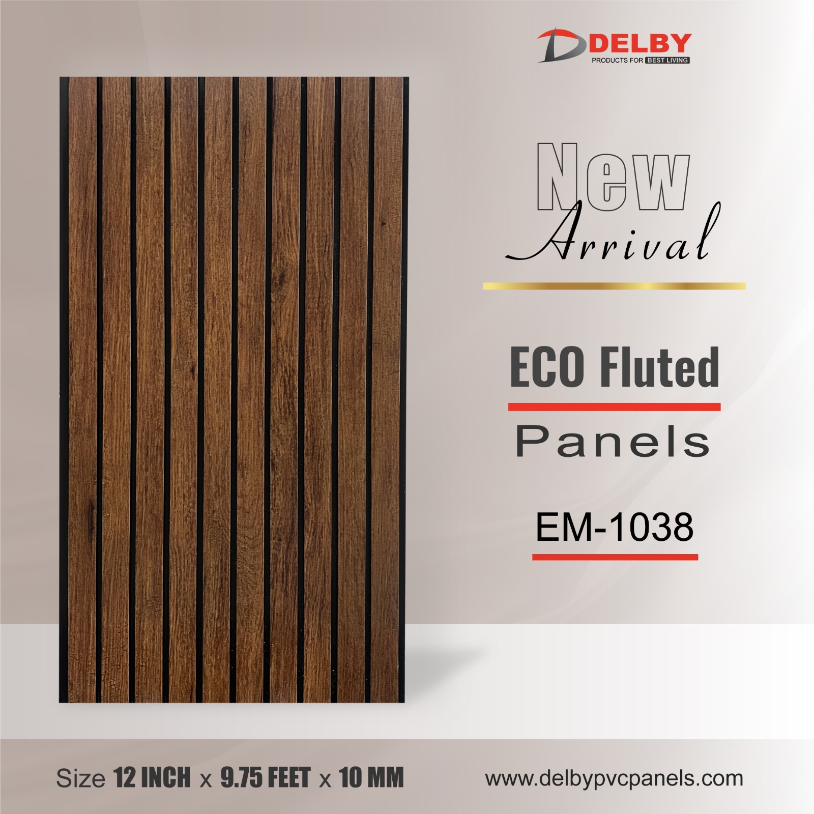 Fluted Panels -10 Flutes PVC Fluted Panels EM-1038 | Delby PVC Panels