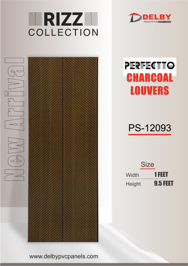 RIZZ COLLECTION Charcoal Louvers PS-12093 | Delby PVC Panels
